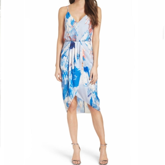Chelsea28 | Dresses | Chelsea 28 Spaghetti Strap Faux Wrap Dress Blue ...